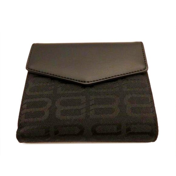 Balenciaga | Bags | Balenciaga Bb Canvas Leather Bifold Wallet Black ...